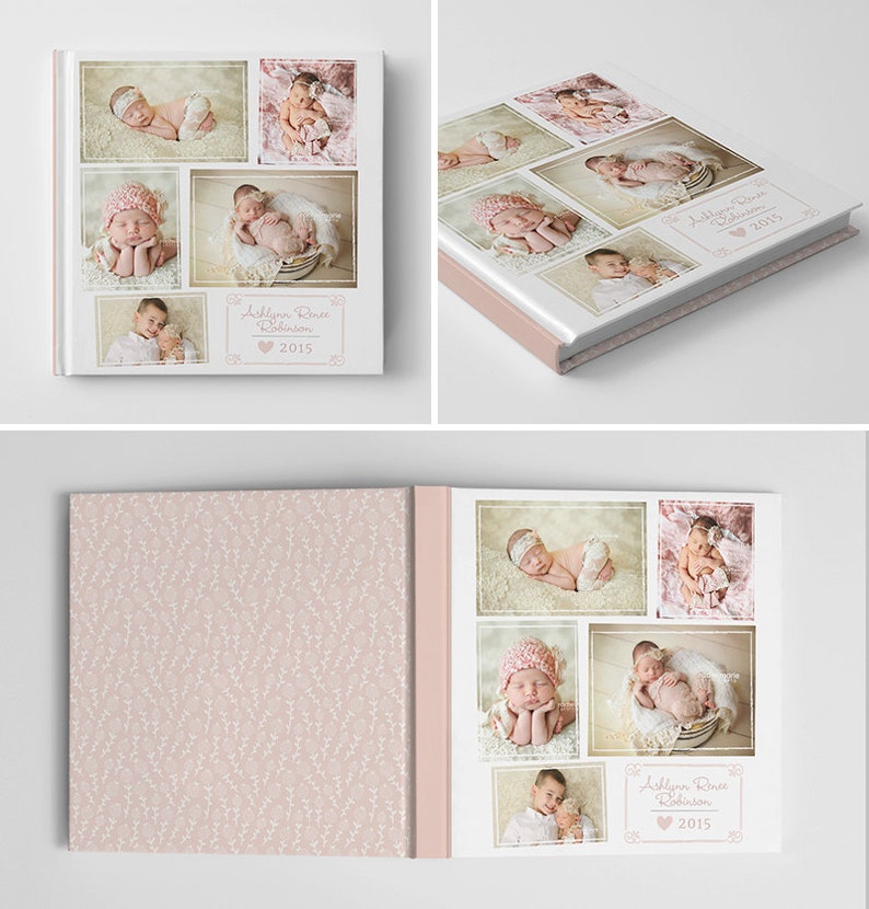 Photo Book Cover Template for Photographers Baby Book | Etsy