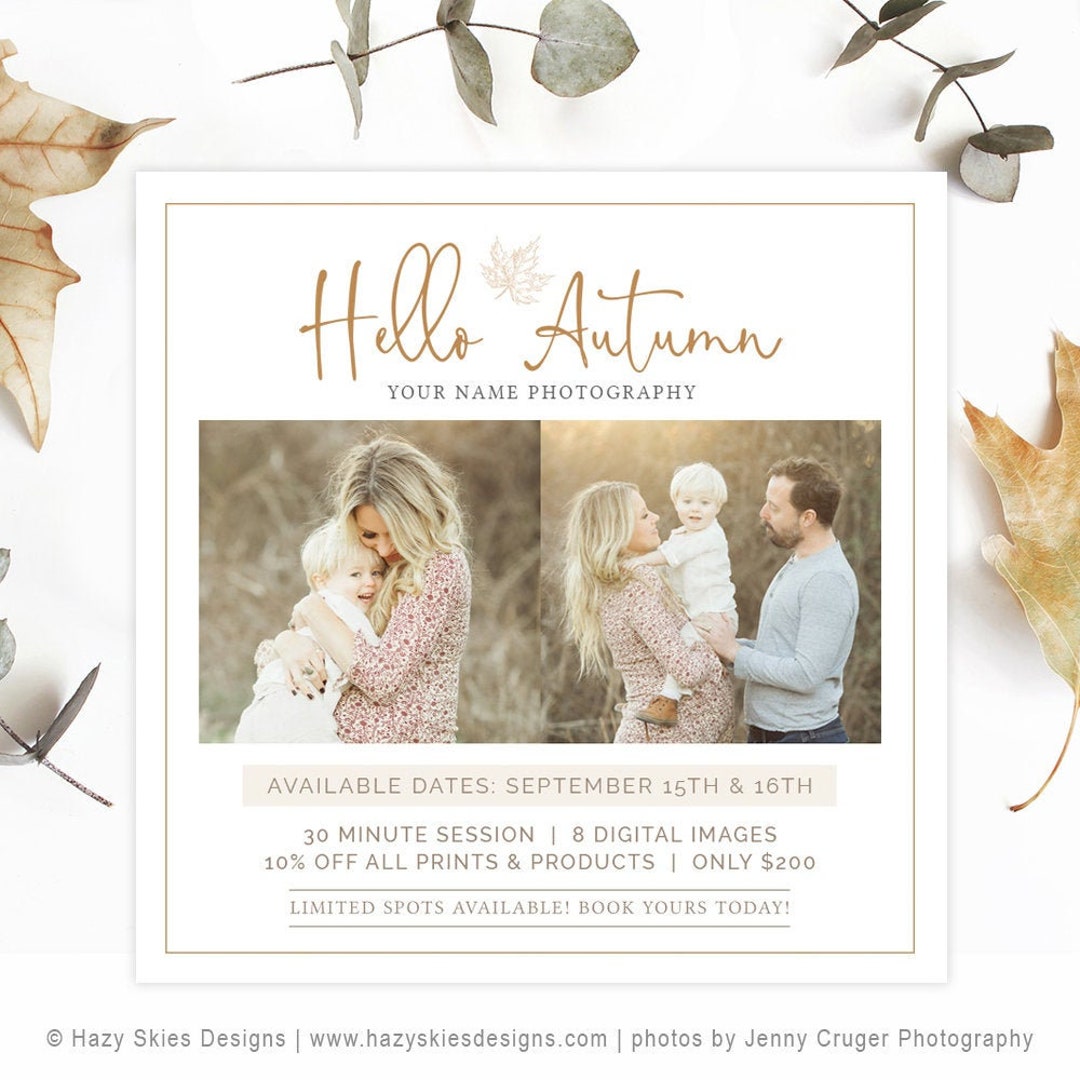 Fall Mini Session Template Autumn Mini Session Flyer Template Mini ...
