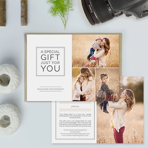 Photography Gift Card Template Photography Studio Gift | Etsy