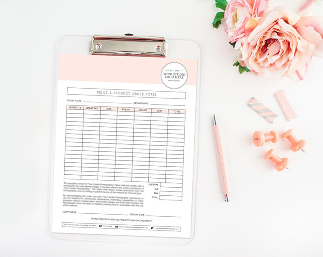 Order Form Template for Photographers Photography Forms Photoshop ...