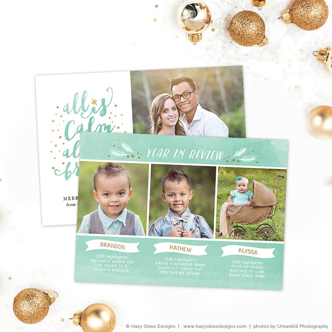 Christmas Card Template for Photoshop Christmas Card Template - Etsy