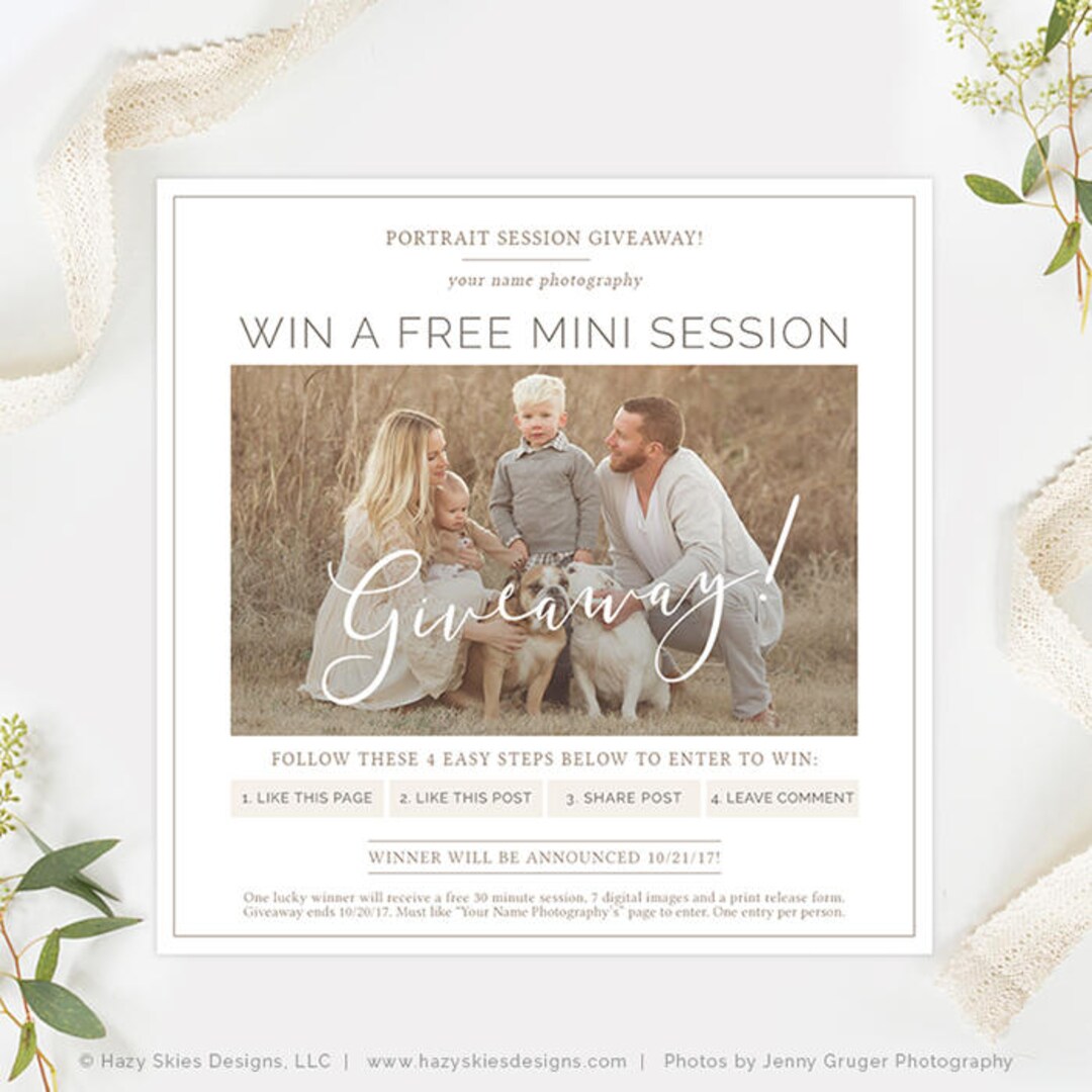 Photography Giveaway Template, Photography Marketing Template Photoshop ...