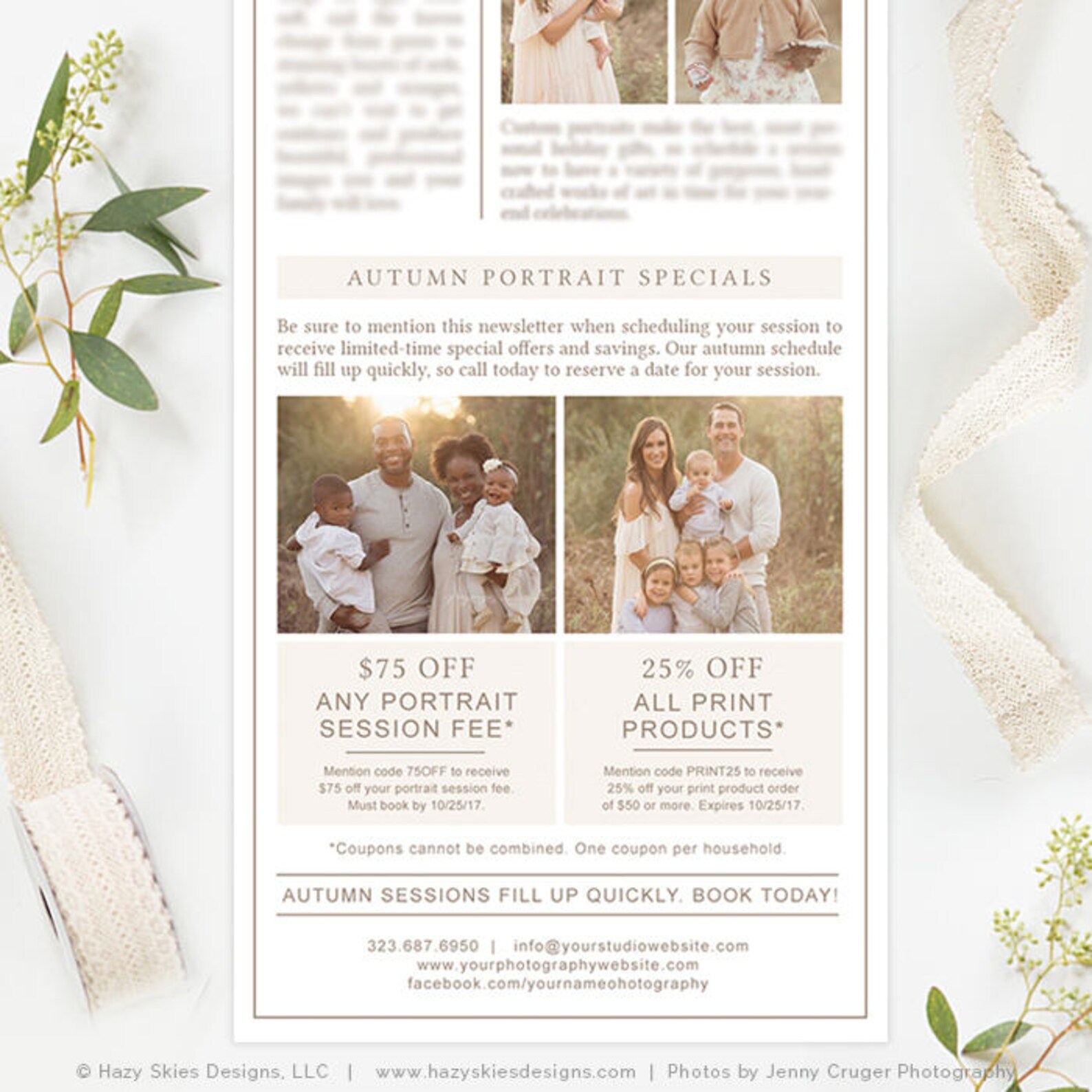 Photography Email Newsletter Templates Photography Marketing | Etsy