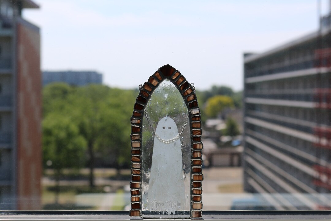 Ruin Ghost brown Bricks Stained Glass Suncatcher - Etsy