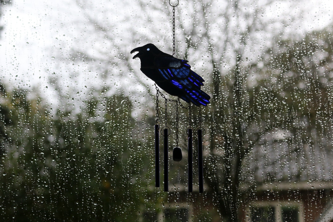 Crow Morrigan Wind Chimes Suncatcher - Etsy