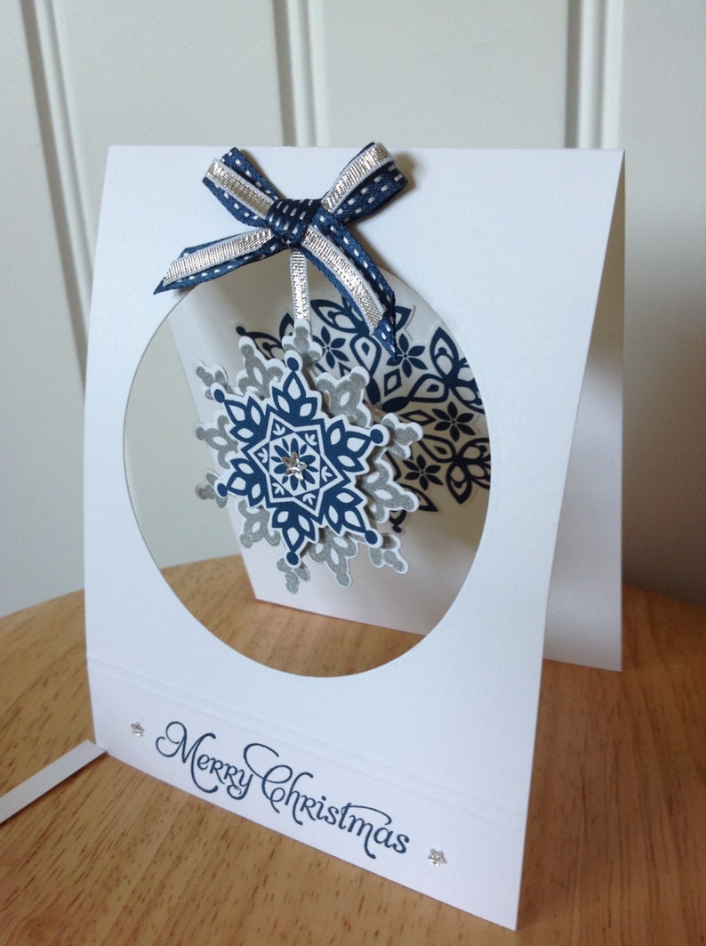 Stampin Up Handmade Christmas Card Hanging Snowflake Etsy Stampin Up Handmade Christmas Card Hanging Snowflake Etsy