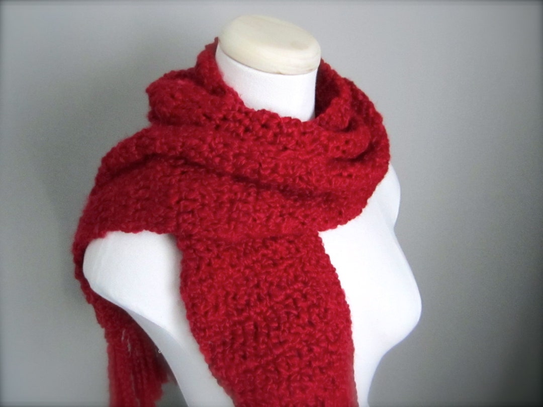 Crochet Christmas Red, Valentine's Day, Rich Scarlet Red Classic Fringe ...
