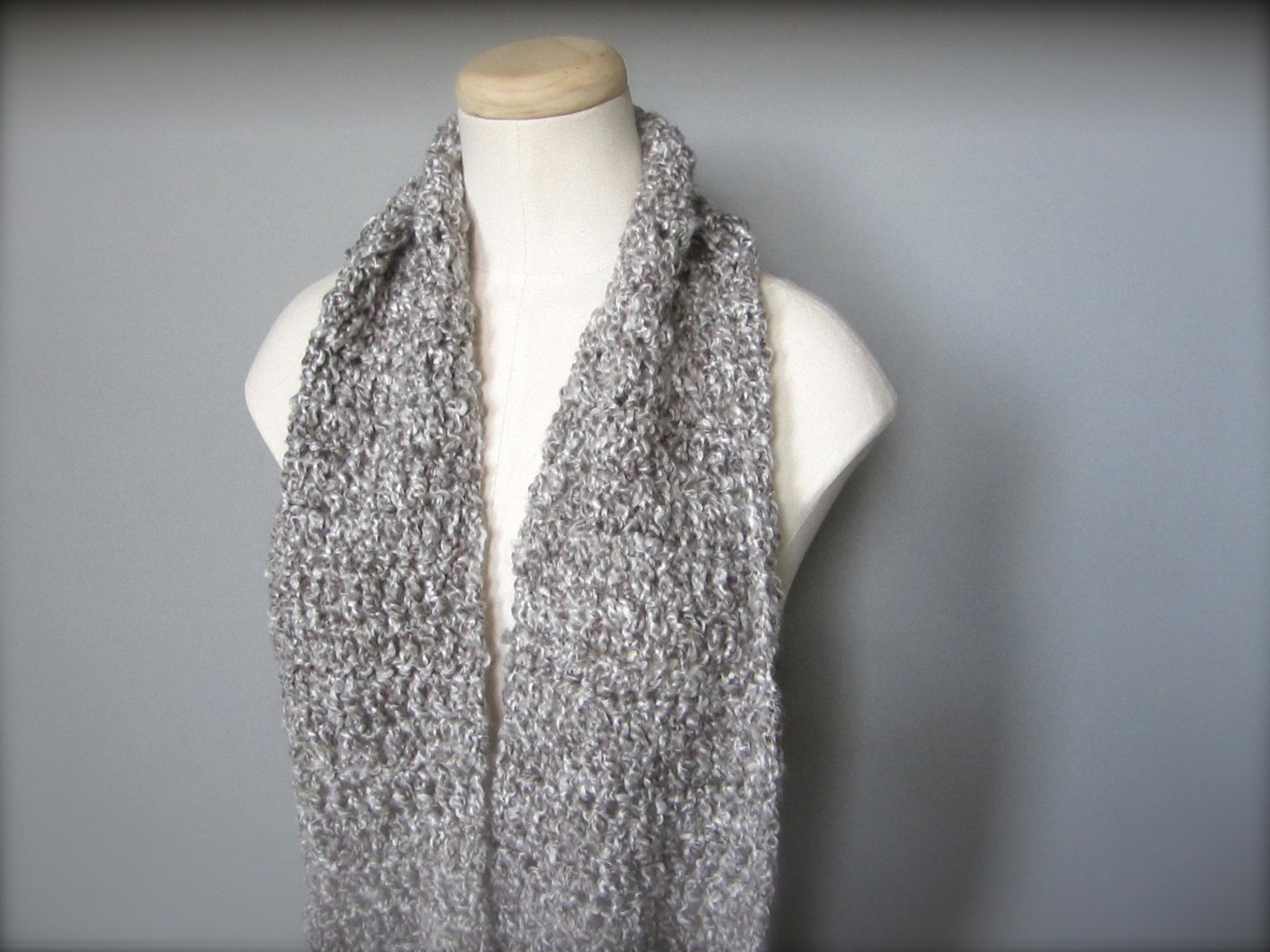 Crochet Light Grey Gray Silver Gray Grey Infinity Scarf - Etsy