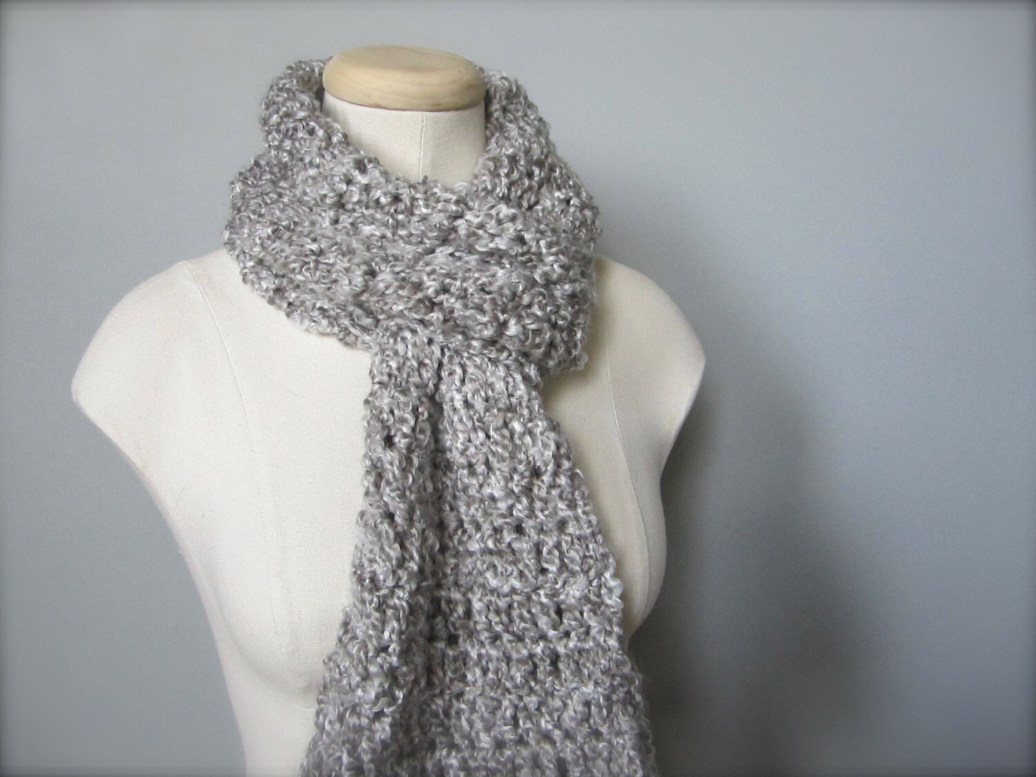 Crochet Light Grey Infinity Scarf, Soft Acrylic Unisex Scarf - Etsy