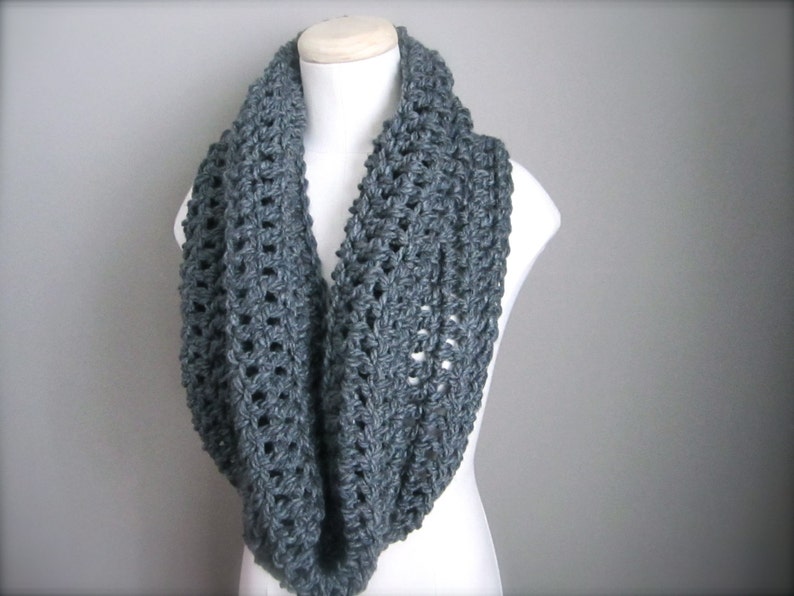 Crochet Charcoal Grey Dark Grey Cowl Neck Infinity Scarf - Etsy