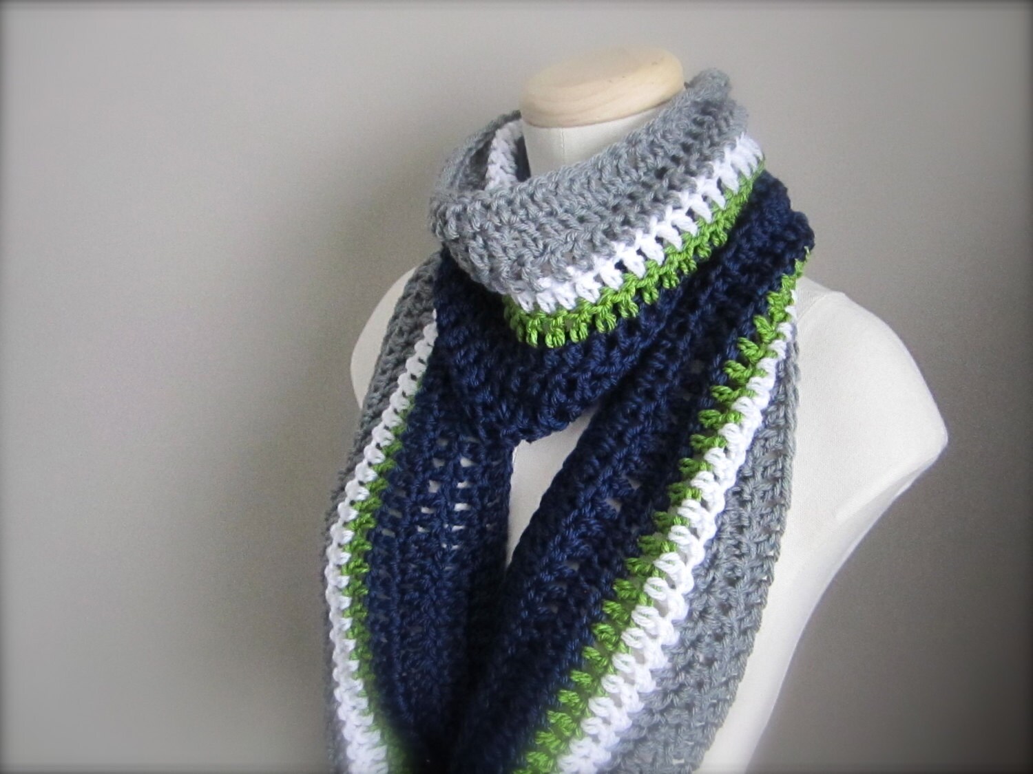 Crochet Navy Blue White Grey and Green NHL Hockey - Etsy