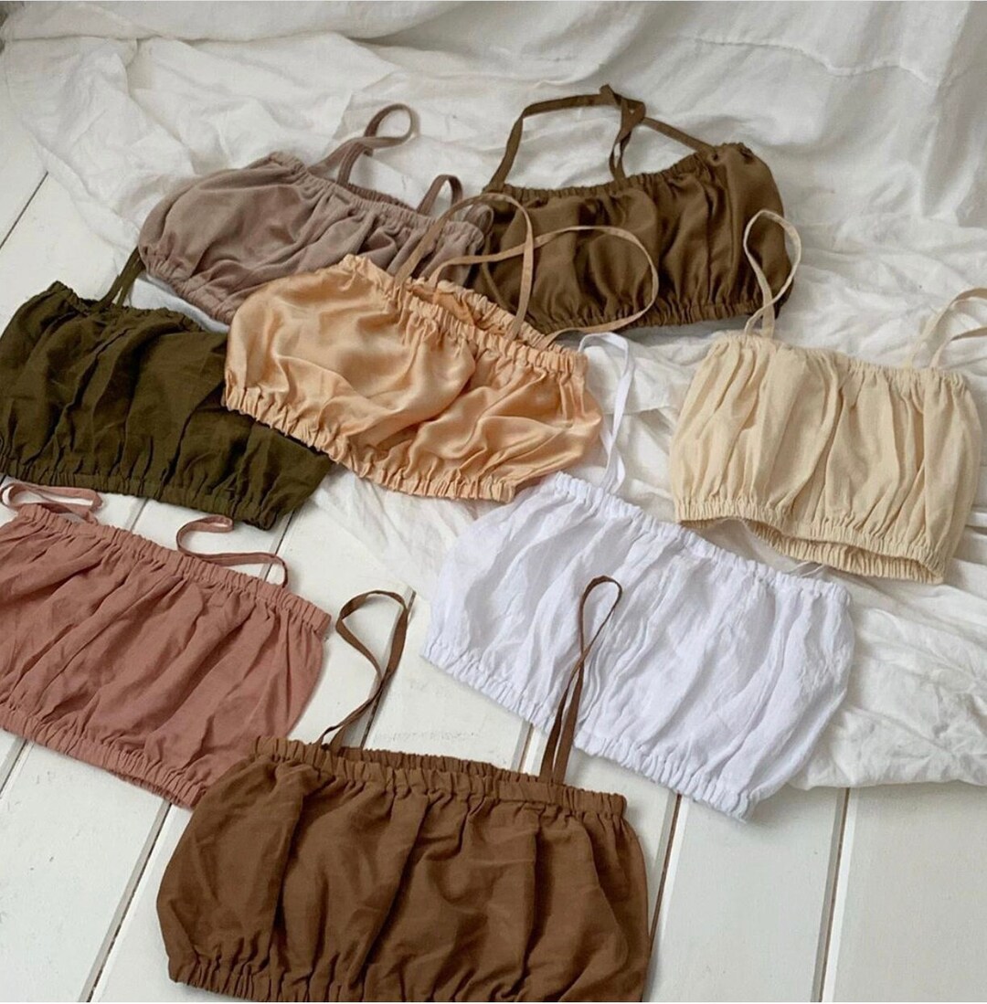 Linen Bandeau Top Linen Strapless Cropped Top Bandeau Bra Linen ...
