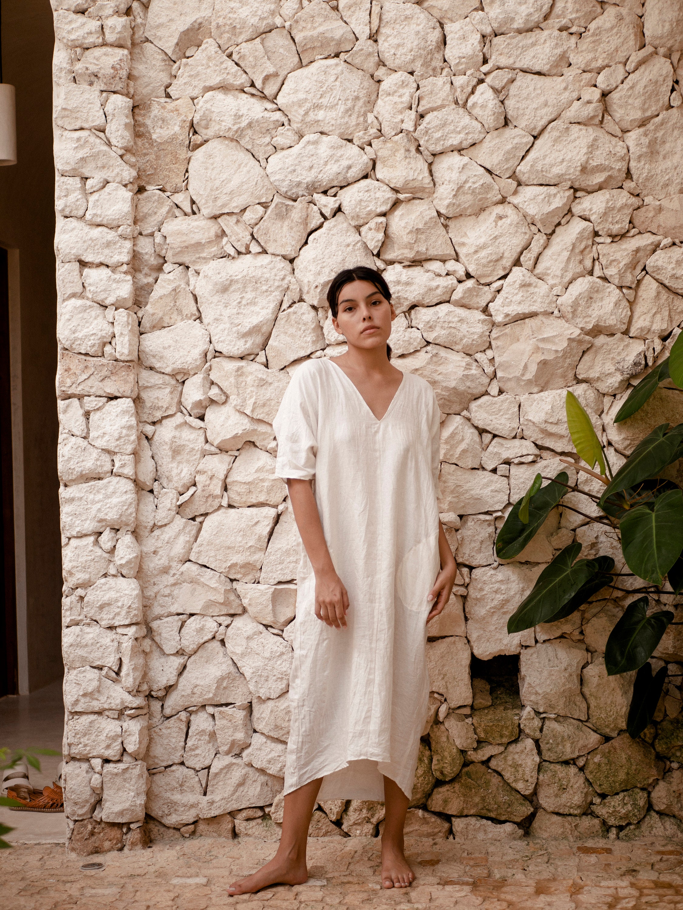 Linen Kaftan Tulum Clothing Loose Linen Dress With Pockets Kaftan ...