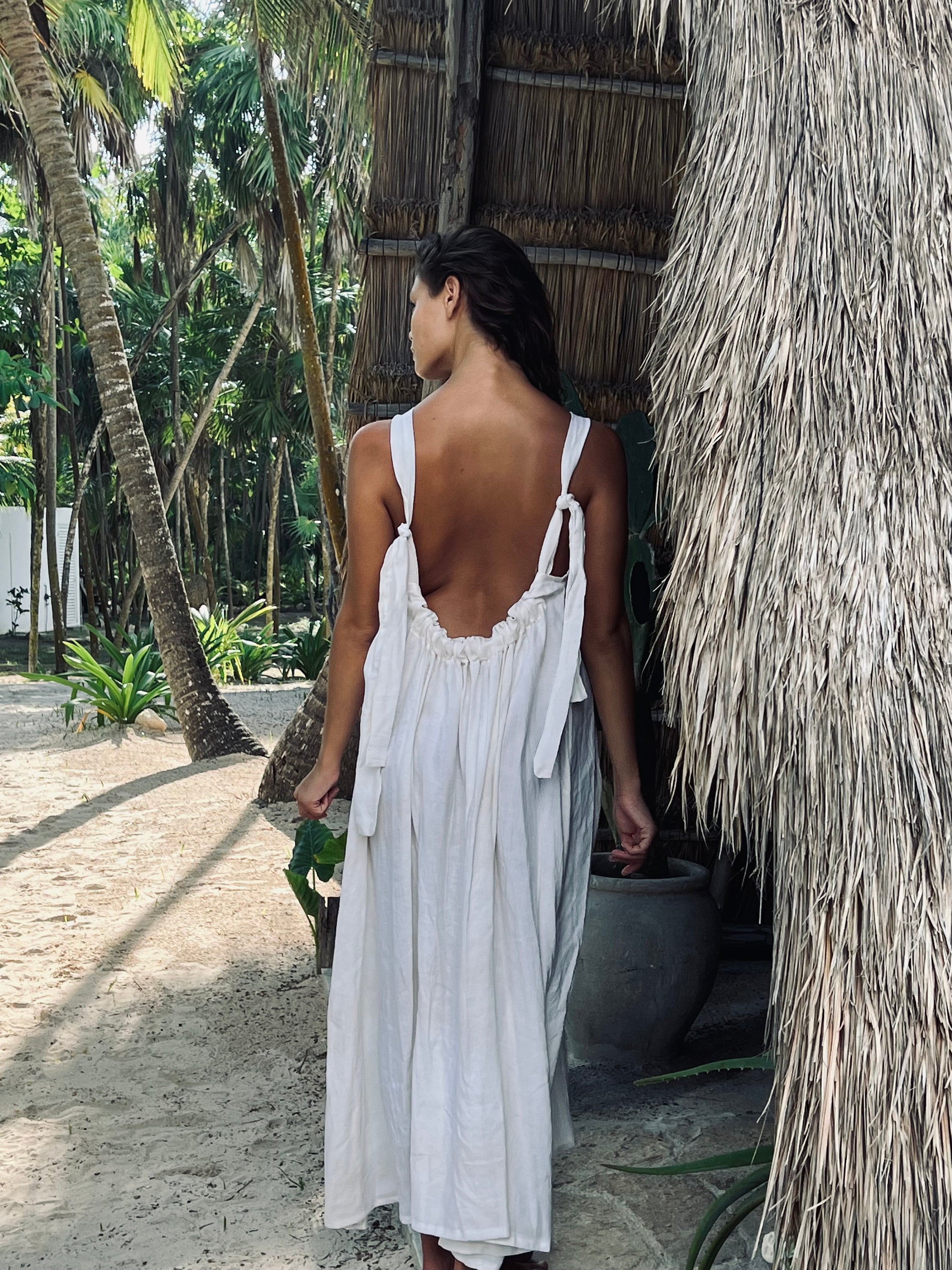 Beach Cotton Dress Long Tulum Dress Low Back Maxi Dress Beach Cover-up ...
