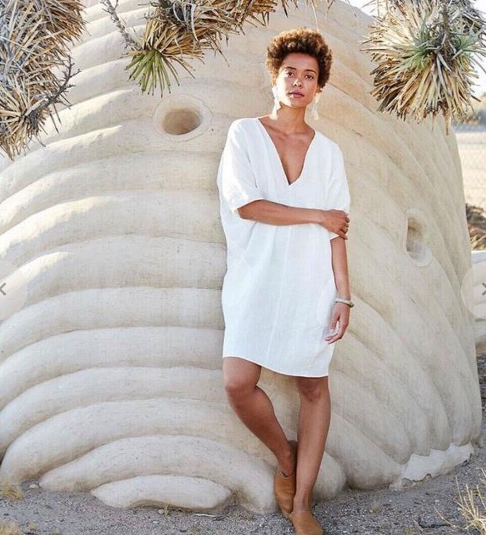 Linen Kaftan Tulum Clothing Loose Linen Dress With Pockets Kaftan ...