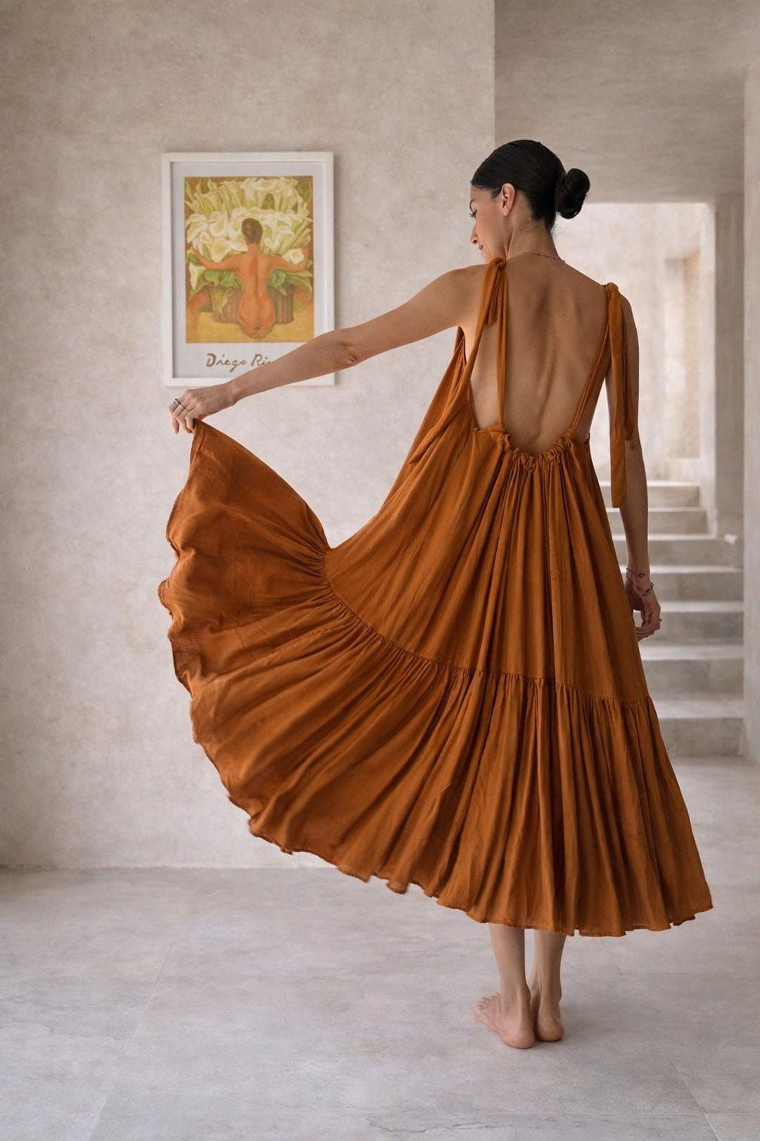Beach Cotton Dress Long Tulum Dress Low Back Maxi Dress Beach Cover-up ...