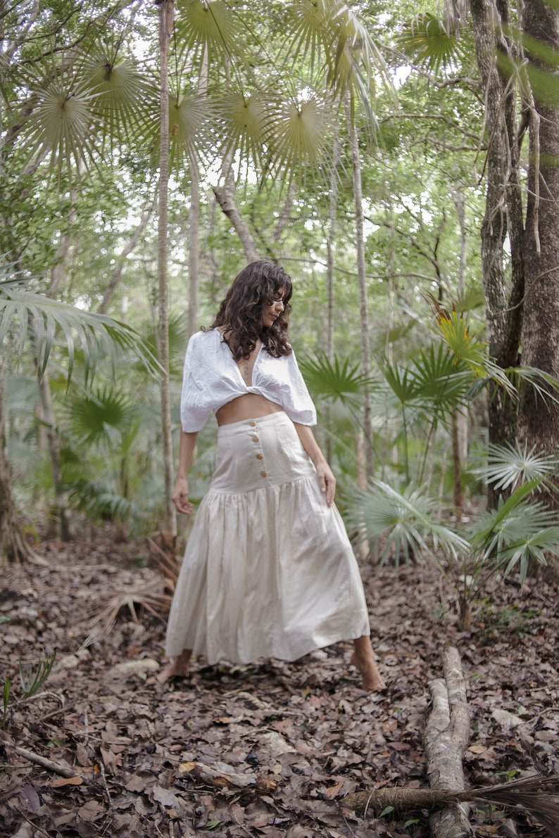 Linen Crop Top Tulum Clothing Linen Set Linen Wrap Blouse Linen Tulum ...
