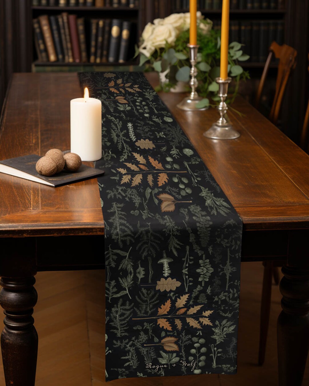 Autumn Memoir Table Runner - Dark Academia Botanical Witchy Home Decor ...
