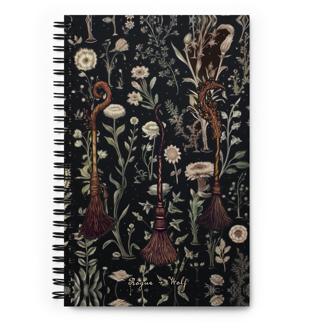 Witches' Broomsticks Spiral Notebook - Botanical Witchy Journal Uni ...