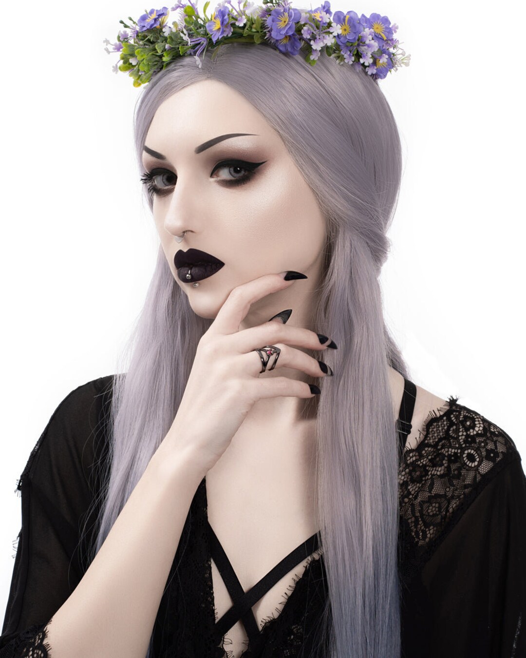 Affection Black Silver Midi Ring US2 to US6 by Rogue + Wolf - Gothic ...