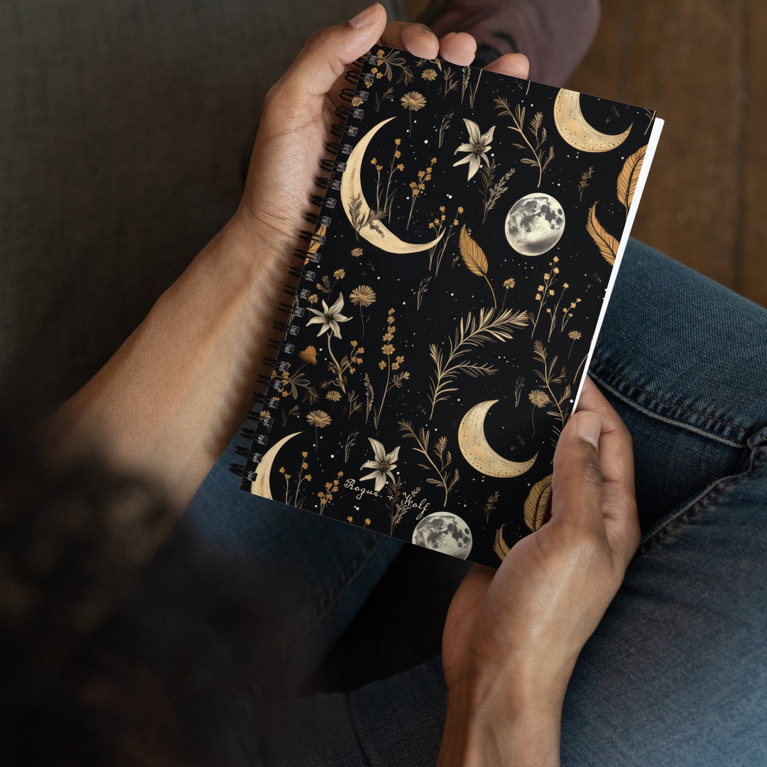 Moonlit Botanica Spiral Notebook - Botanical Witchy Journal Uni ...