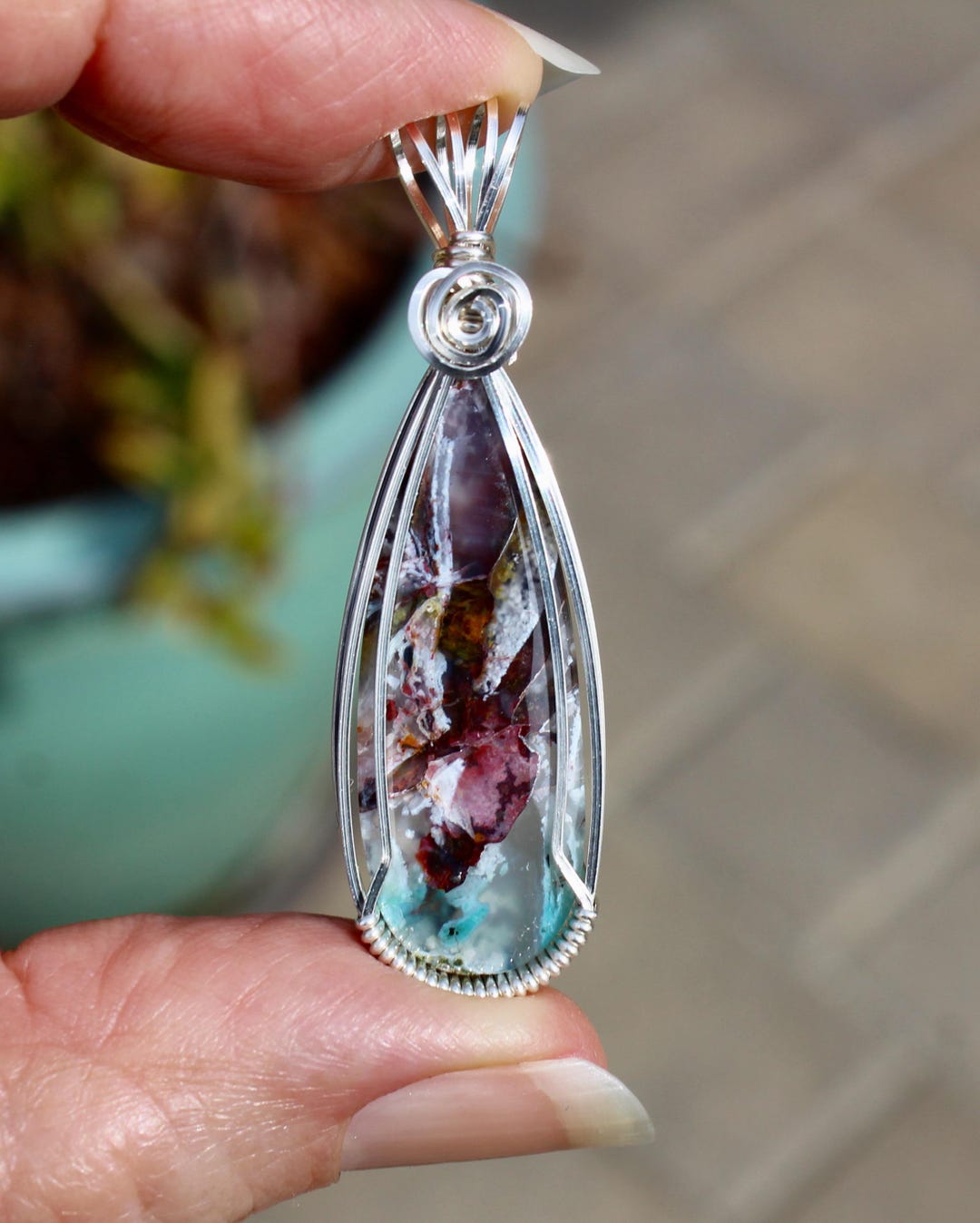 Beautiful Native Copper Chrysocolla Agate Stone Pendant, OBI Island ...