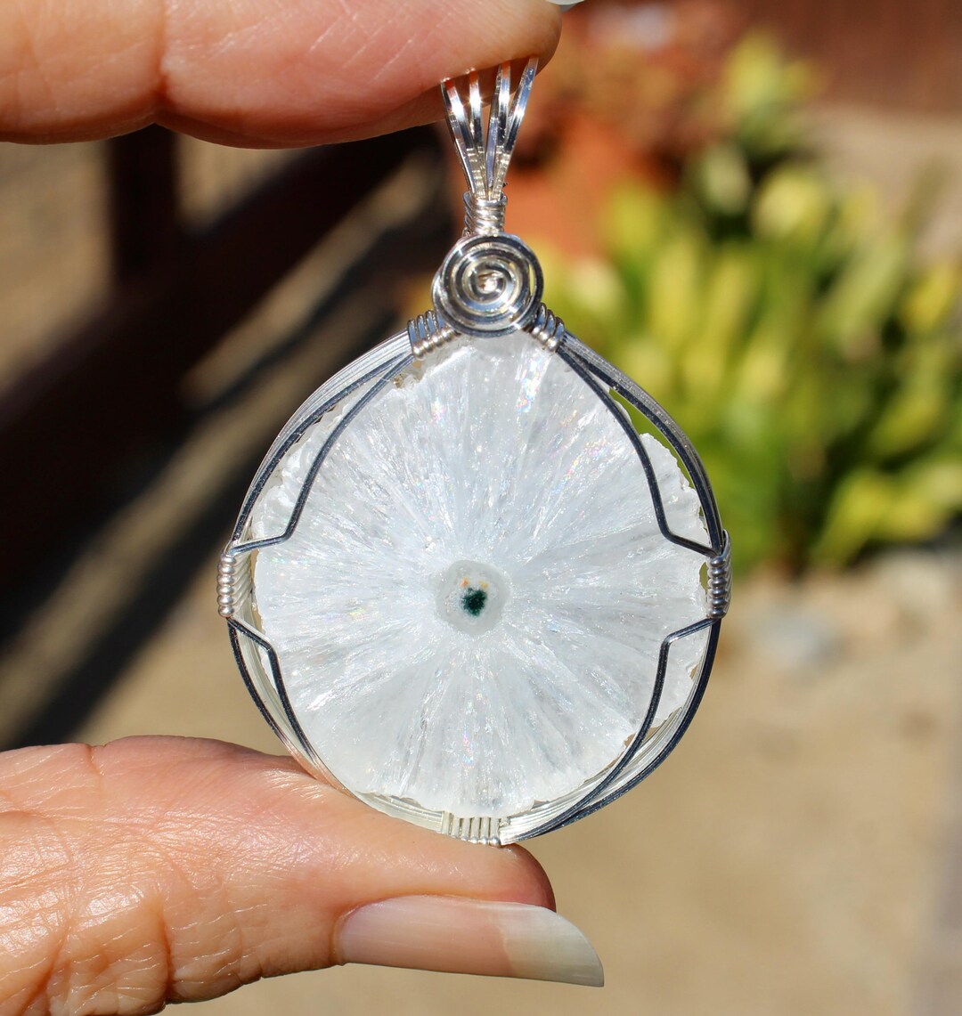 Crystal Solar Quartz Stalactite Slice Pendant, Sparkling Solar Quartz ...