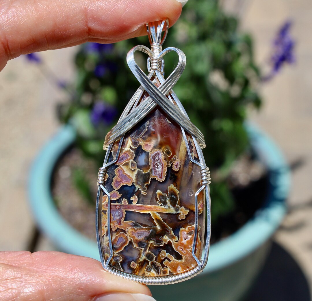 Large Stick Agate Stone Pendant, Turkish Sticktite Tube Agate Necklace ...