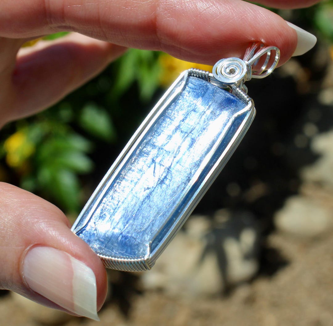 Fantastic Sparkling Blue Kyanite Stone Pendant, Wire Wrapped Pendant ...