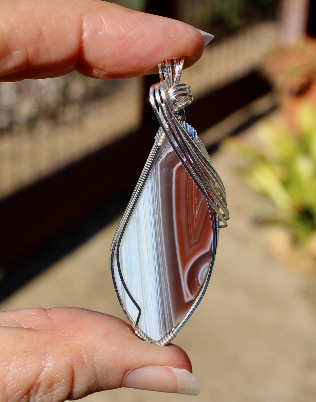 Rare Swazi Agate Stone Pendant, Swazi Agate Stone Necklace, Wire ...