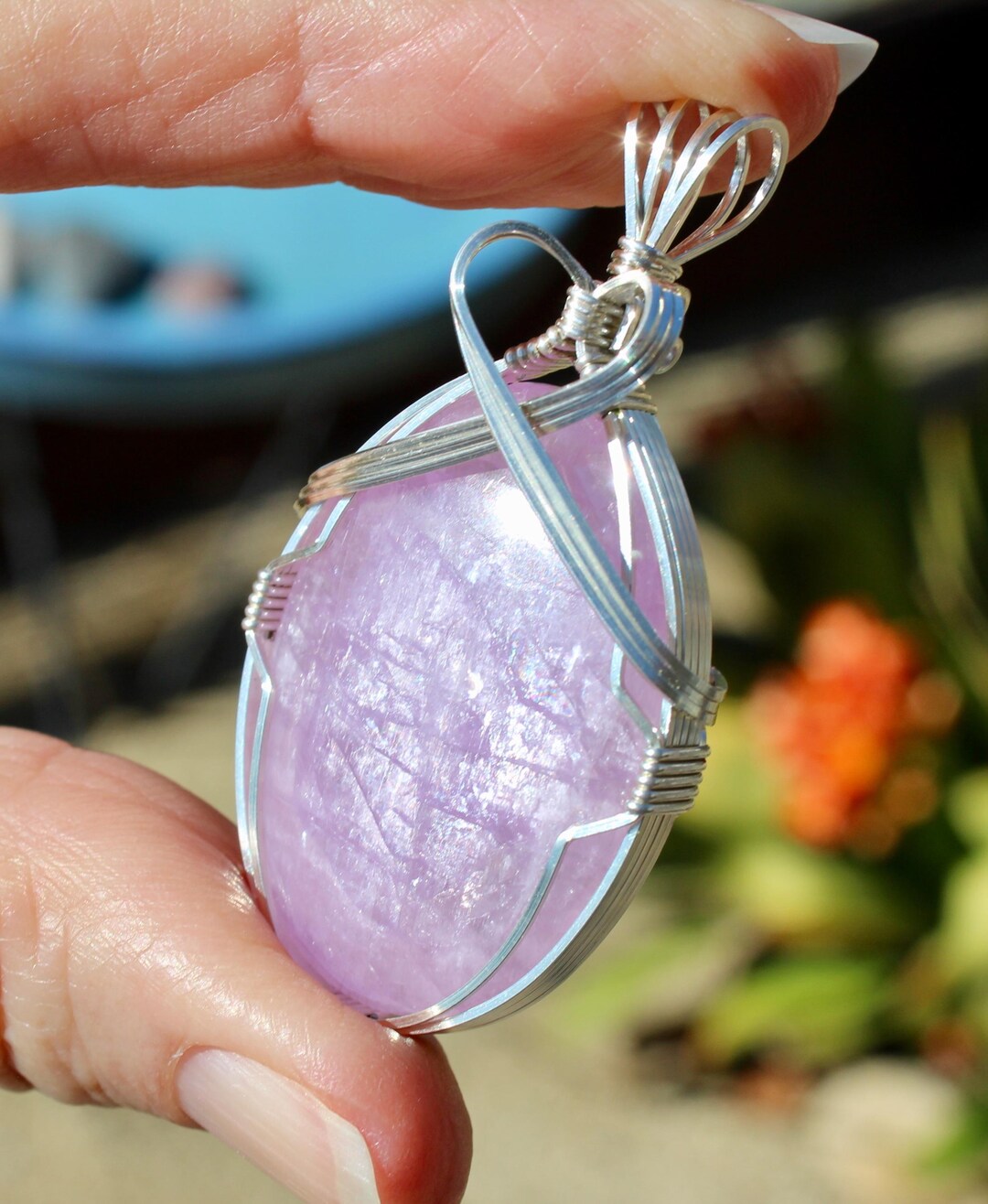 Fantastic Rare Pink Kunzite Crystal Pendant, Wire Wrap Pendant ...