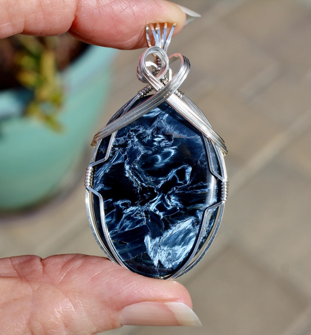 Stunning Blue Pietersite Stone Pendant, Shimmering Blue Pietersite ...