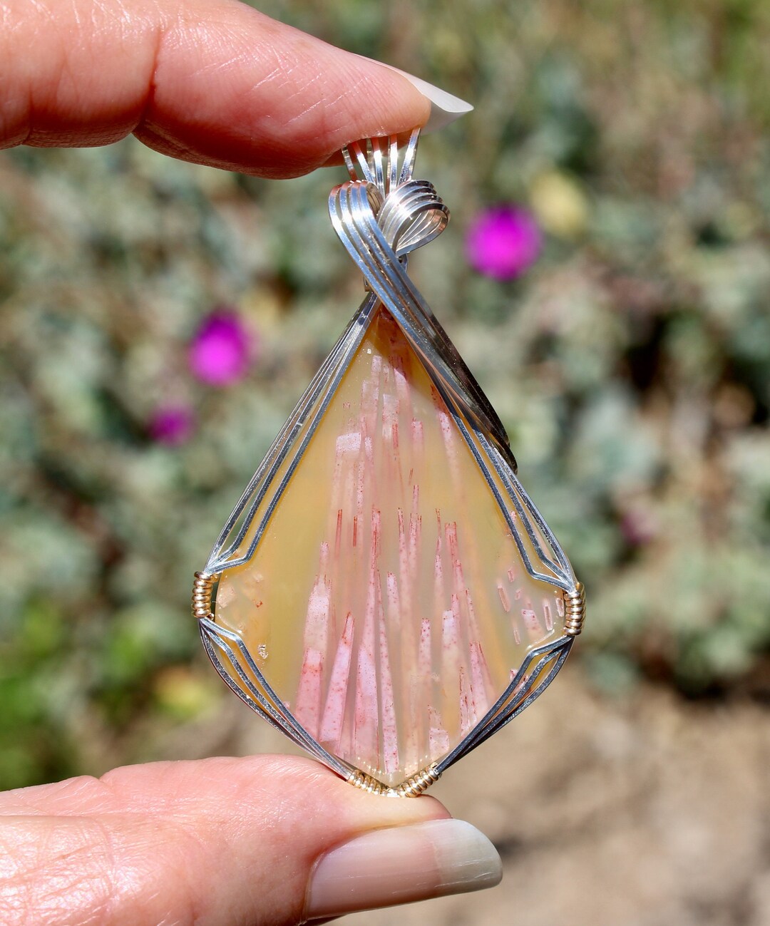 Stick Agate Stone Pendant, Turkish Tube Agate Necklace, Argentium ...