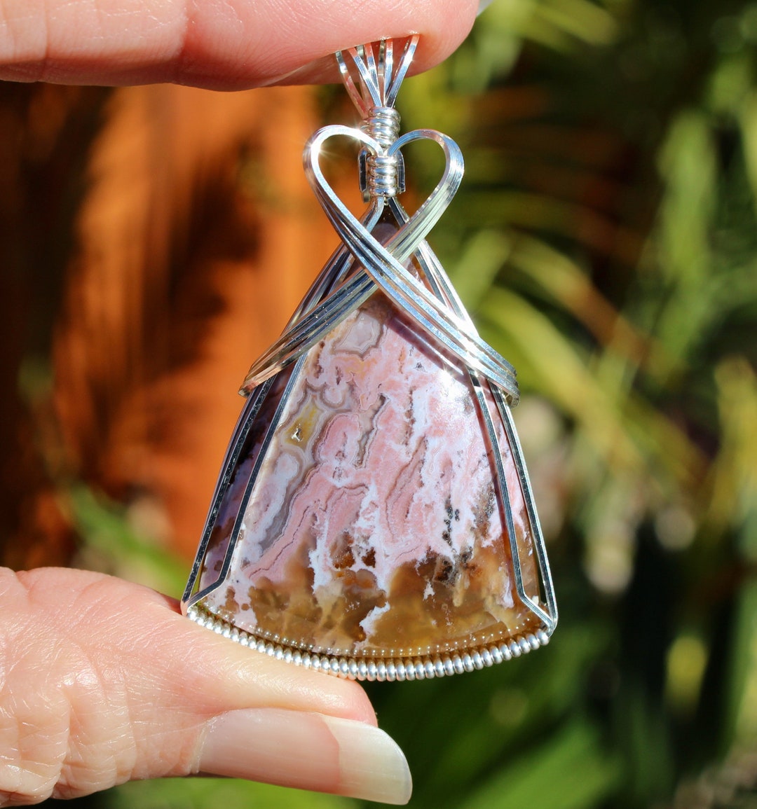 Stunning Pink Lace Agate Stone Pendant Pink Lace Agate - Etsy