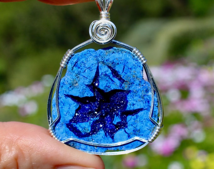 Rare Azurite Blueberry Nodule Crystal Slice Stone Pendant Azurite ...