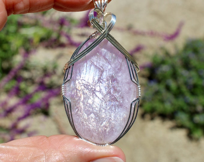 Rare Large Kunzite Crystal Pendant, Stunning Sparkling Kunzite Crystal ...