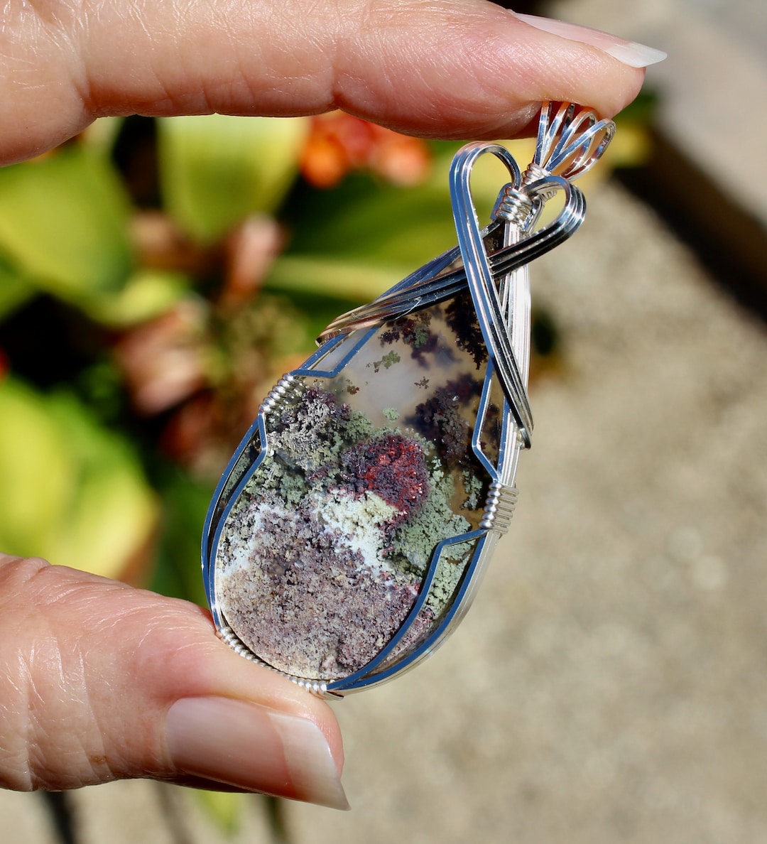 Fantastic Java Mossy Agate Stone Pendant, Java Moss Agate Gemstone ...