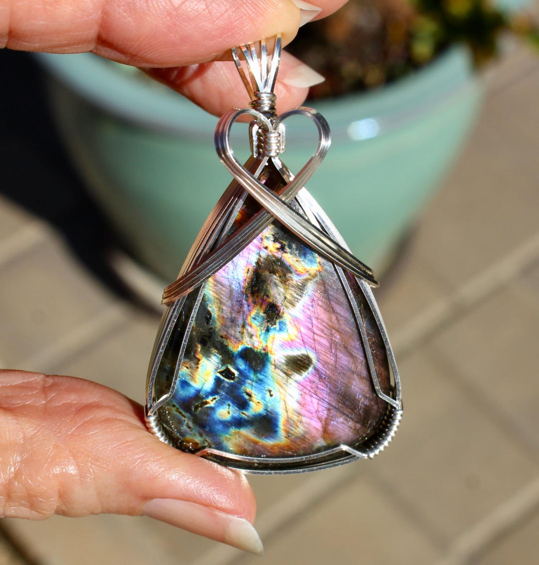 Rainbow Spectrolite Labradorite Stone Pendant, Labradorite Stone ...