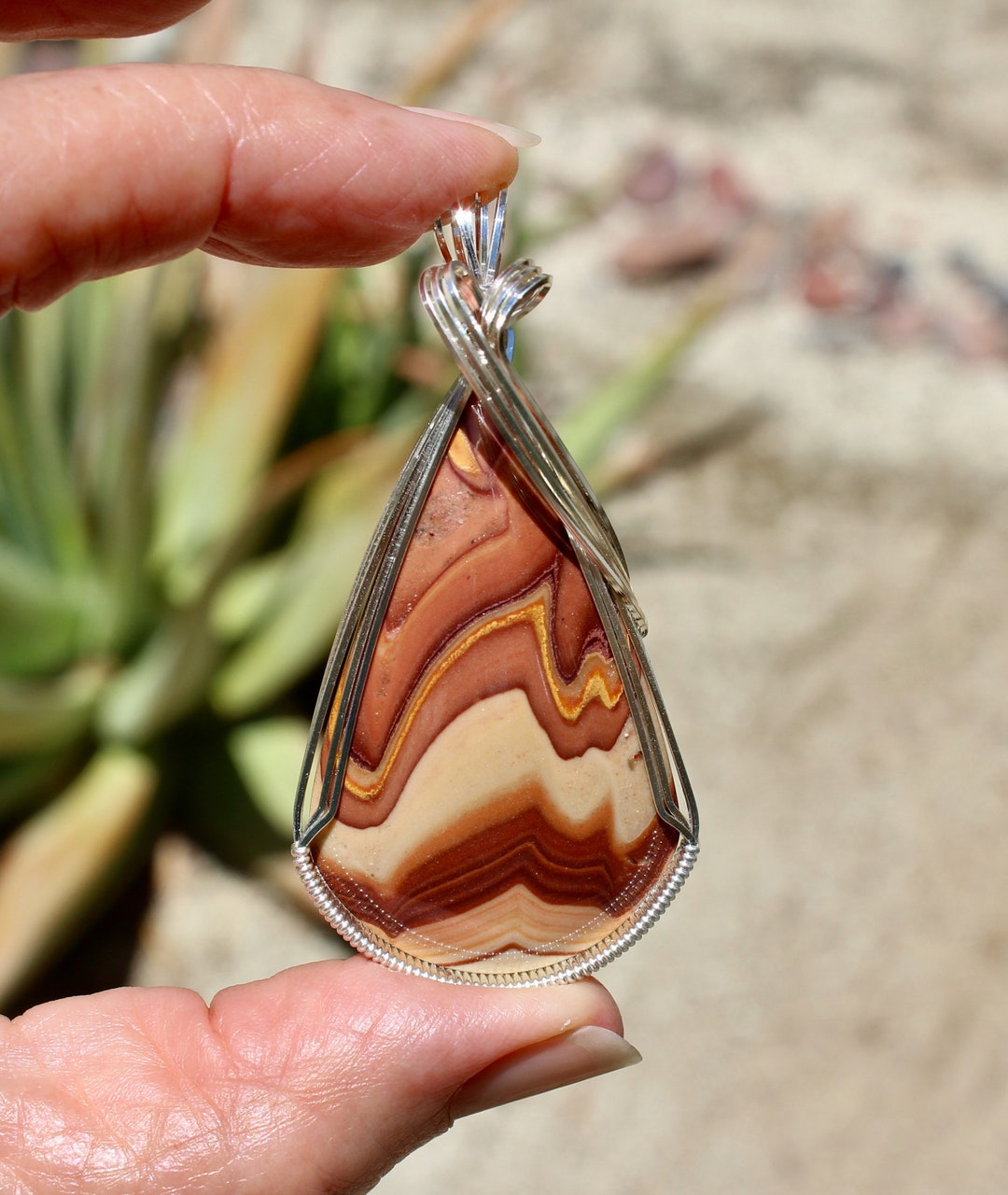 Stunning Wave Dolomite Stone Pendant, Large Wave Rolling Hills Dolomite ...