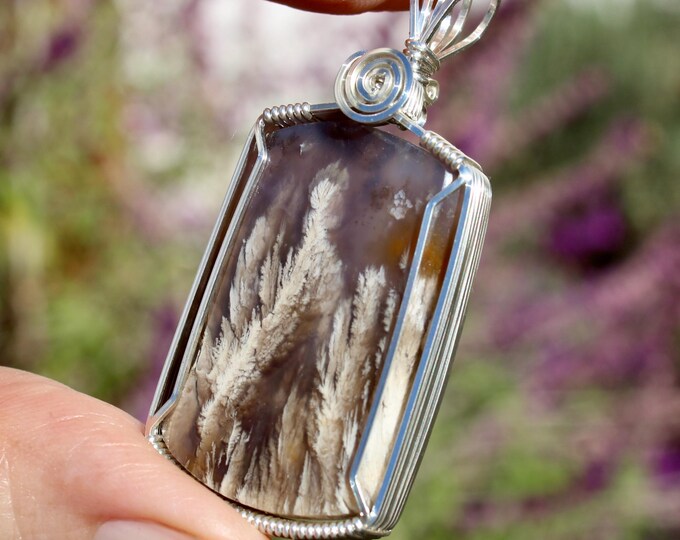 Fantastic Purple Plume Agate Chalcedony Stone Pendant, Purple Plume ...