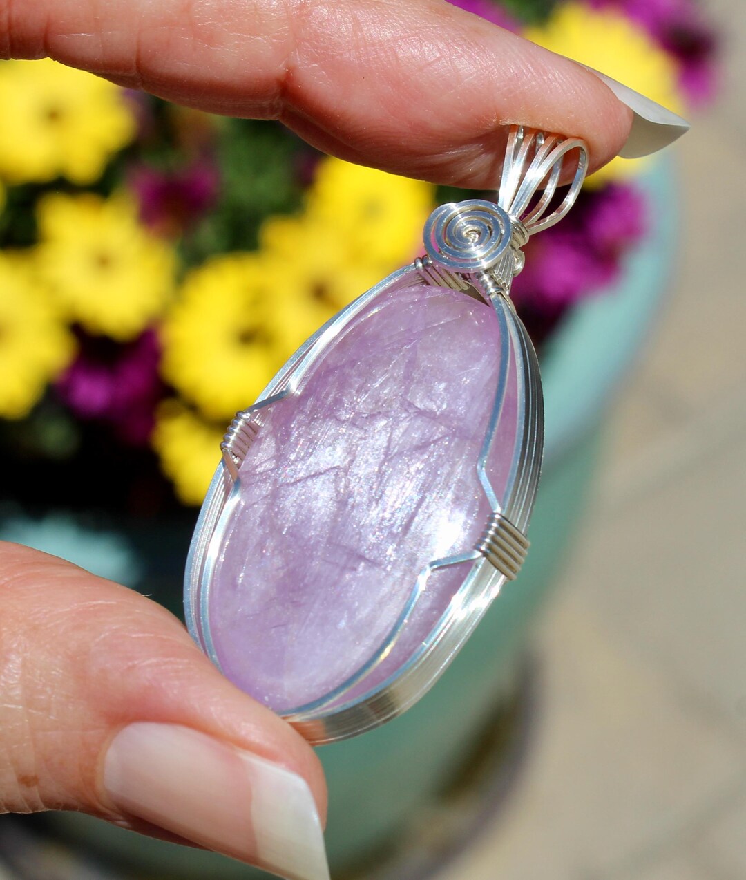 Rare Pink Kunzite Crystal Pendant, Stunning Sparkling Kunzite Crystal ...