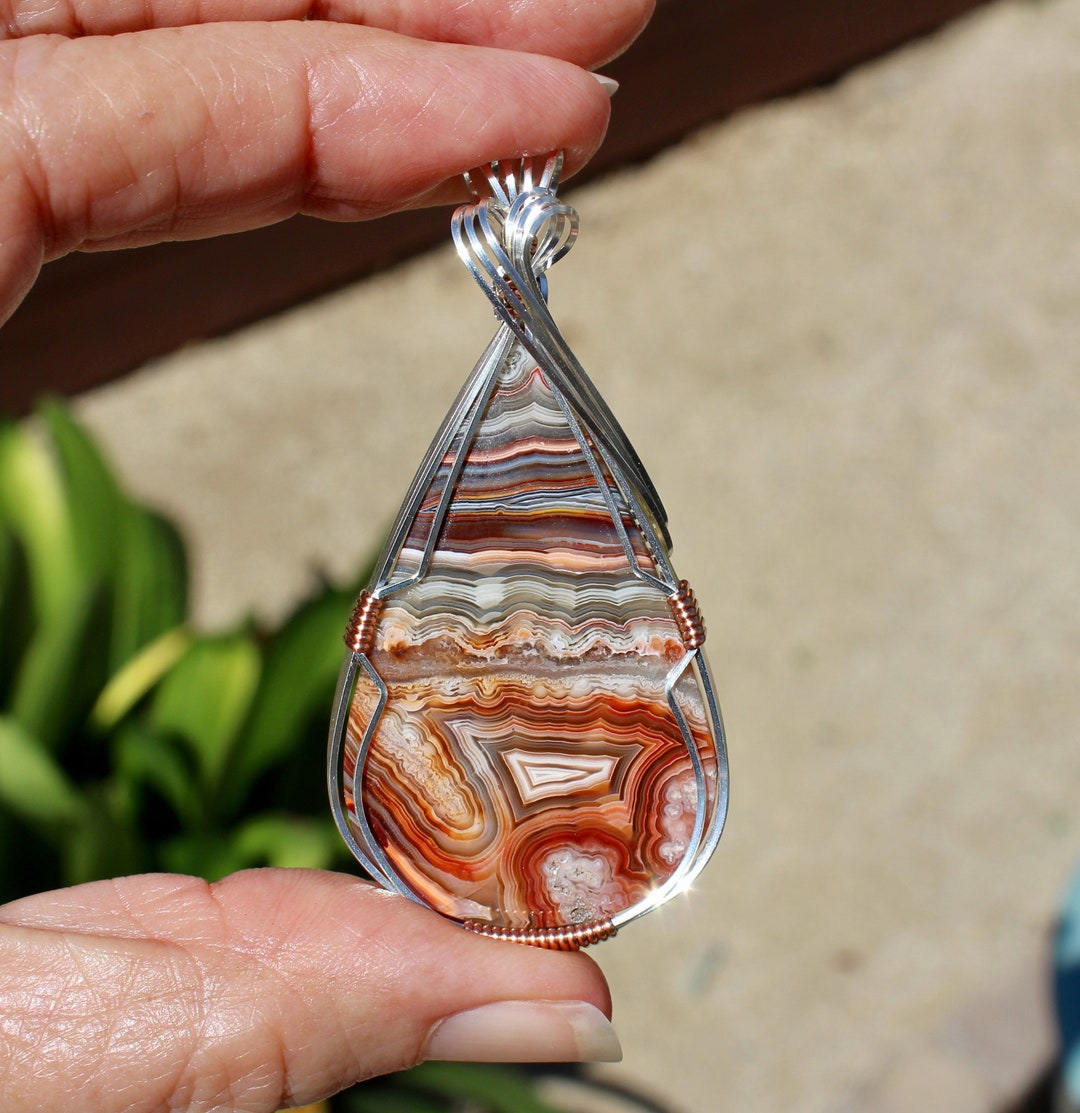 Stunning Red Crazy Lace Agate Stone Pendant, Red Lace Agate Stone ...