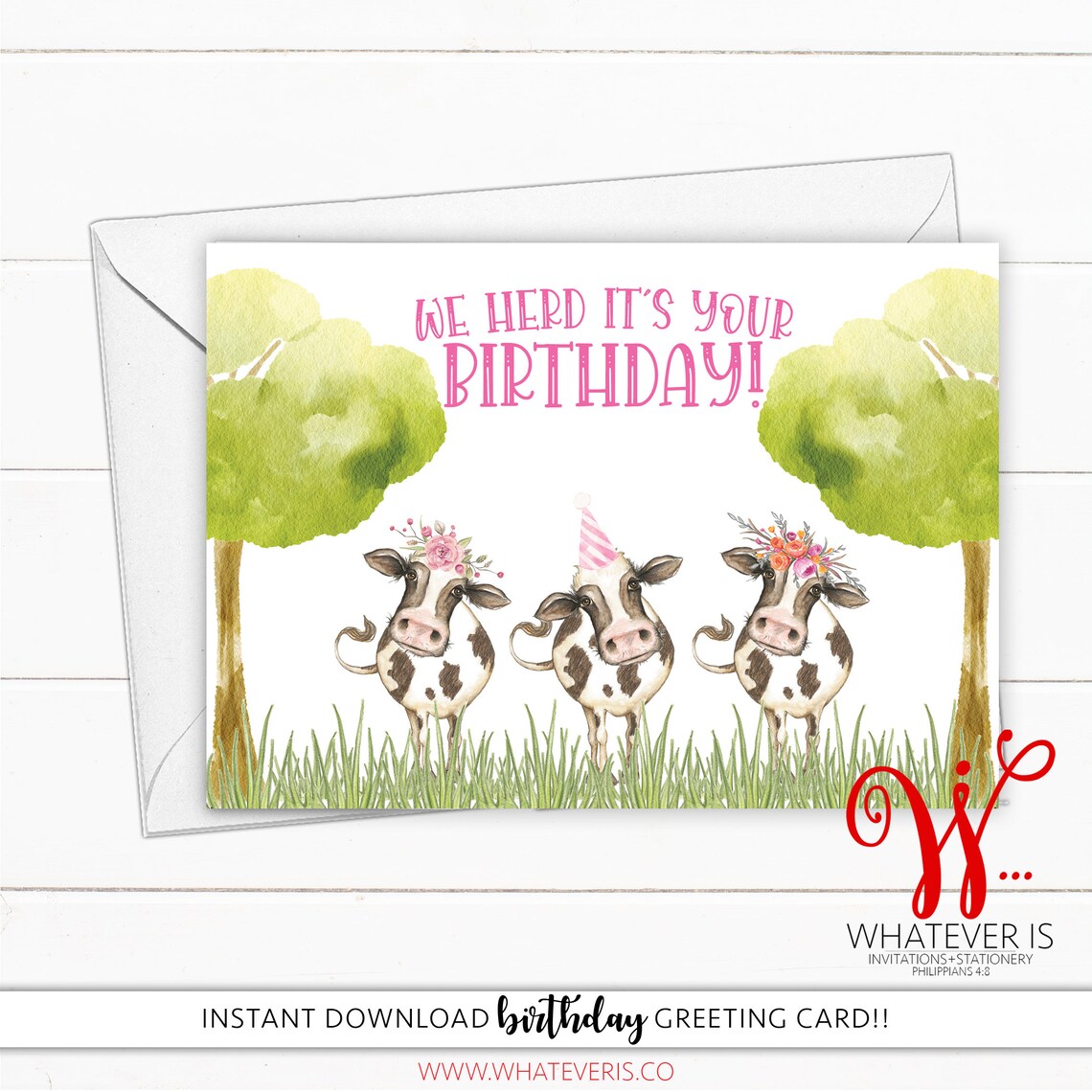PRINTABLE Birthday Card Farm Birthday Card Cow Birthday | Etsy