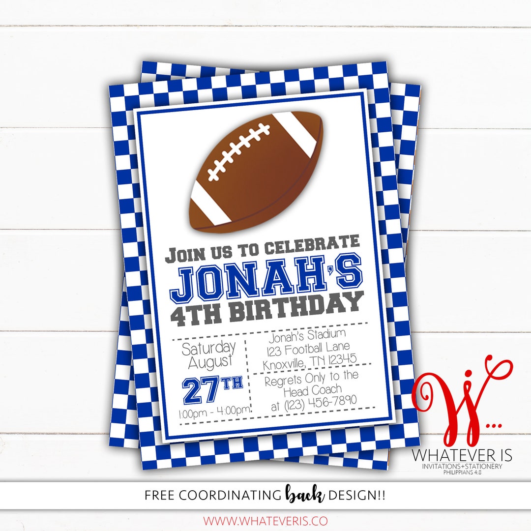 Invitación de cumpleaños de fútbol azul de Kentucky / invitación de ...