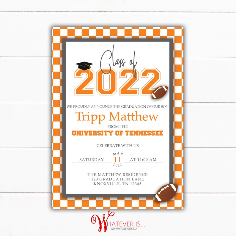 Football Graduation Party Invitation Sport Graduation - Etsy