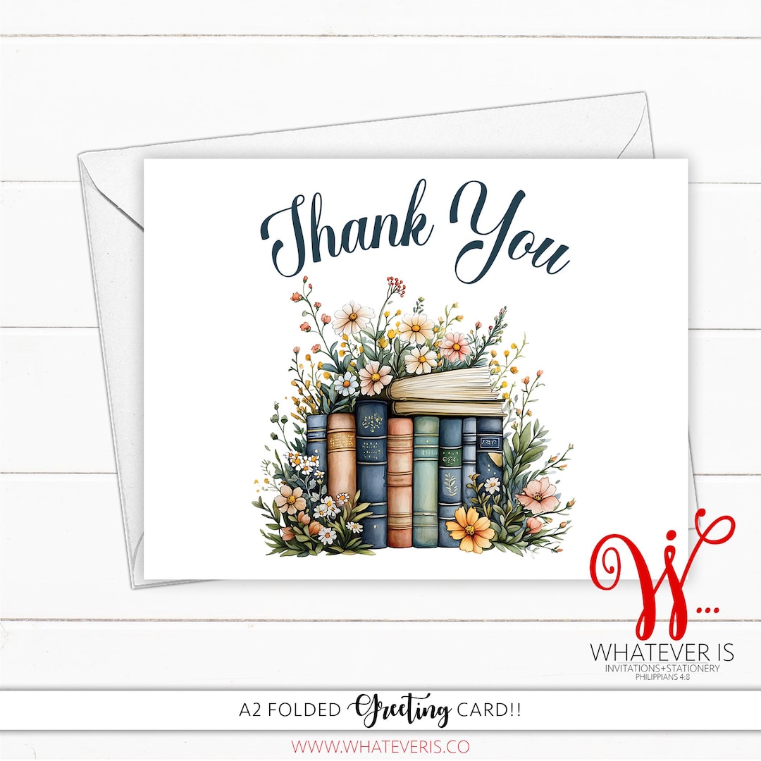 Book Theme Birthday Thank You Cards | Chapter 40 Note Cards - Etsy