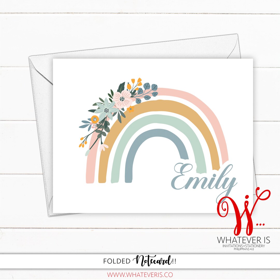 Boho Rainbow Personalized Notecards: Set of 12 - Etsy