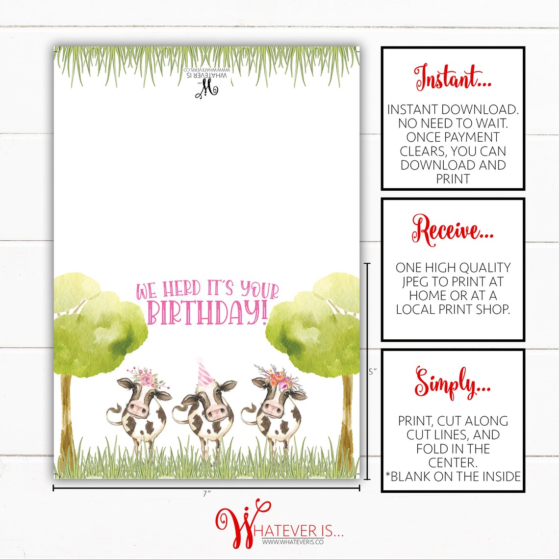 PRINTABLE Birthday Card Farm Birthday Card Cow Birthday | Etsy