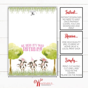 PRINTABLE Birthday Card | Farm Birthday Card | Cow Birthday | Greeting ...
