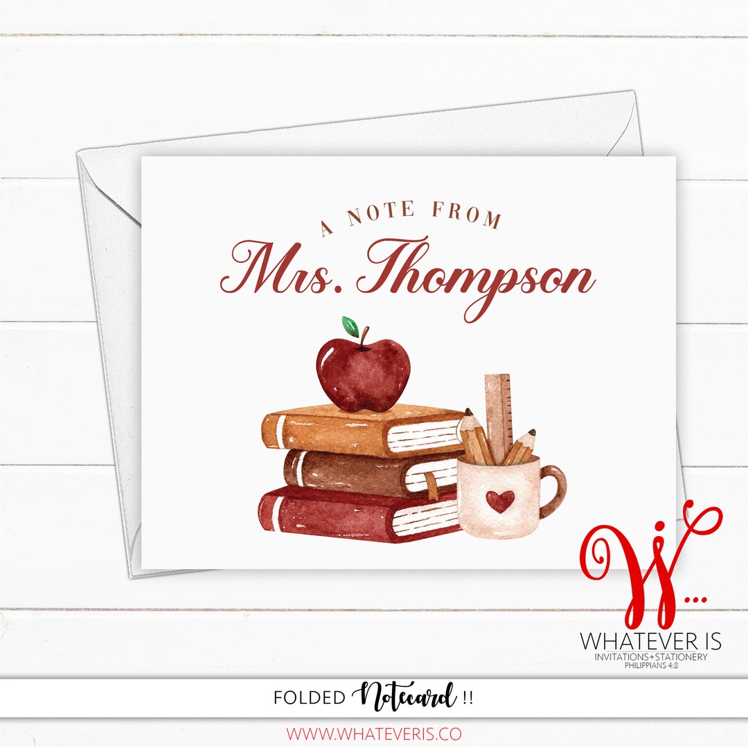 Personalized Teacher Notecards | Teacher Gift | Greeting Card ...